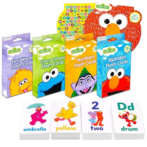 Sesame Street Flash Card Set for Toddlers - Bundle with 4 Decks of ...