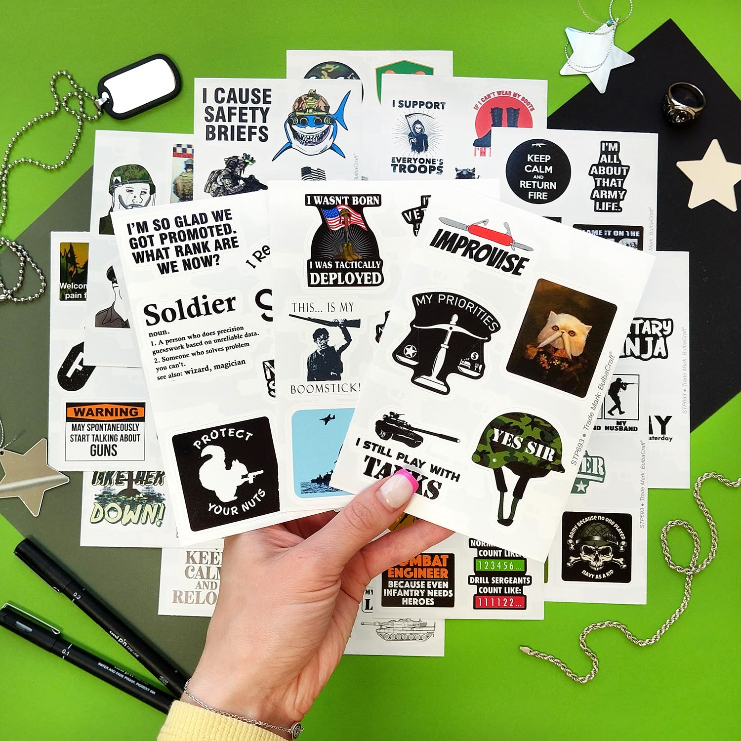 Mua BulbaCraft 100Pcs Funny Army Stickers and Decals — Small Vinyl ...
