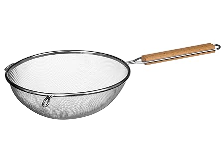 Premier Housewares Sieve with Wooden Handle, Stainless Steel, 24.5 cm ...