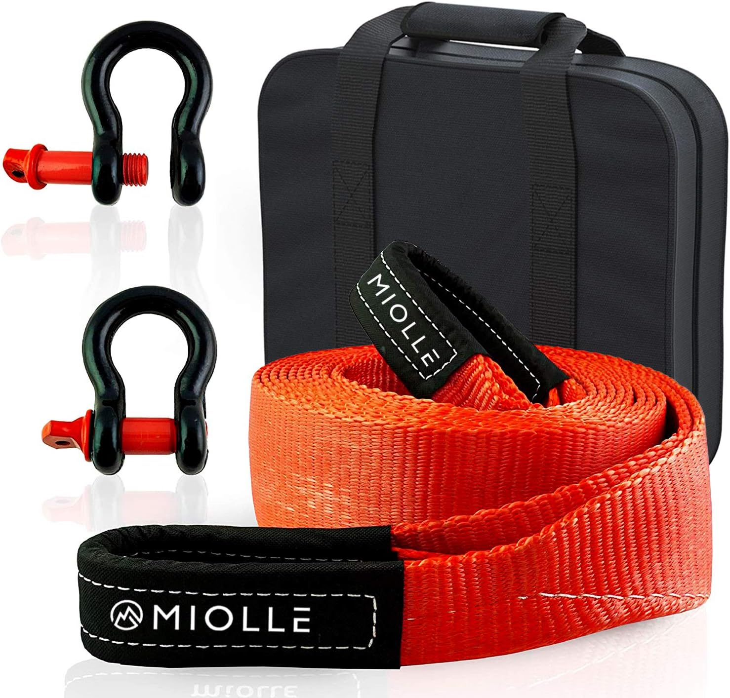 Tow Straps Miolle Tow Strap 2”x20’ with Loops and D-Hook Shackles ...