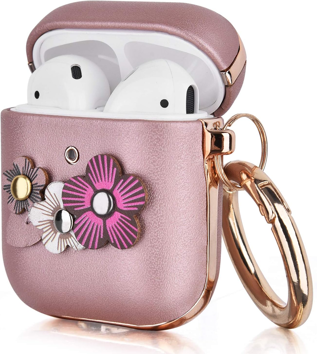 Amazon.com: Airpods Case, V-MORO Flowers Leather Airpod Case Cover for ...