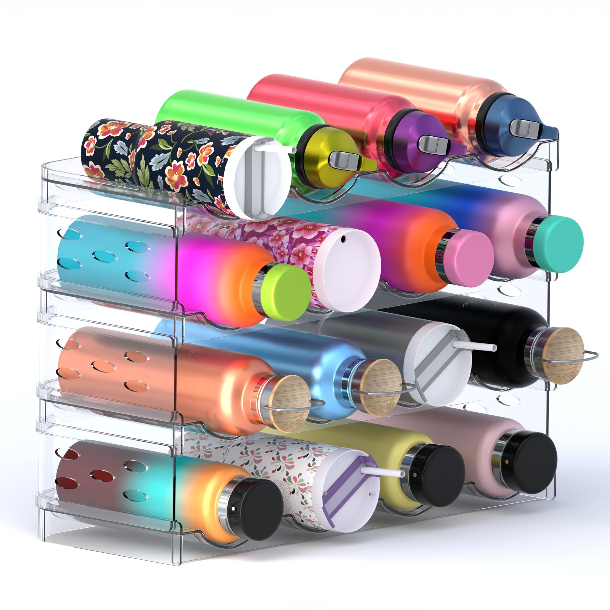 Elevate 4 Tier Stackable Water Bottle Organizer for Cabinet, Water ...