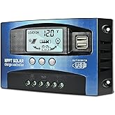 Amazon.com : [Upgraded] 30A MPPT Solar Charge Controller, 12V 24V Dual USB Solar Panel Battery ...