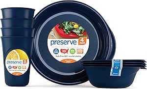 Amazon.com | Preserve, Everyday Tableware Set, Midnight Blue ...