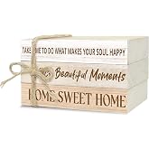 Amazon.com: Decorative Books for Home Decor, Rustic Wood Book Stack for ...