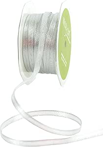 Amazon.com: May Arts 1/4-Inch Wide Ribbon, Metallic Silver