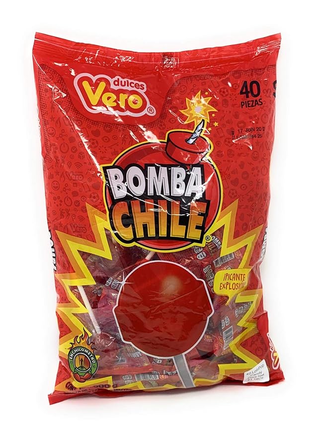Amazon.com : Mexican Candy Vero Lollipop Bomba Chile Strawberry ...