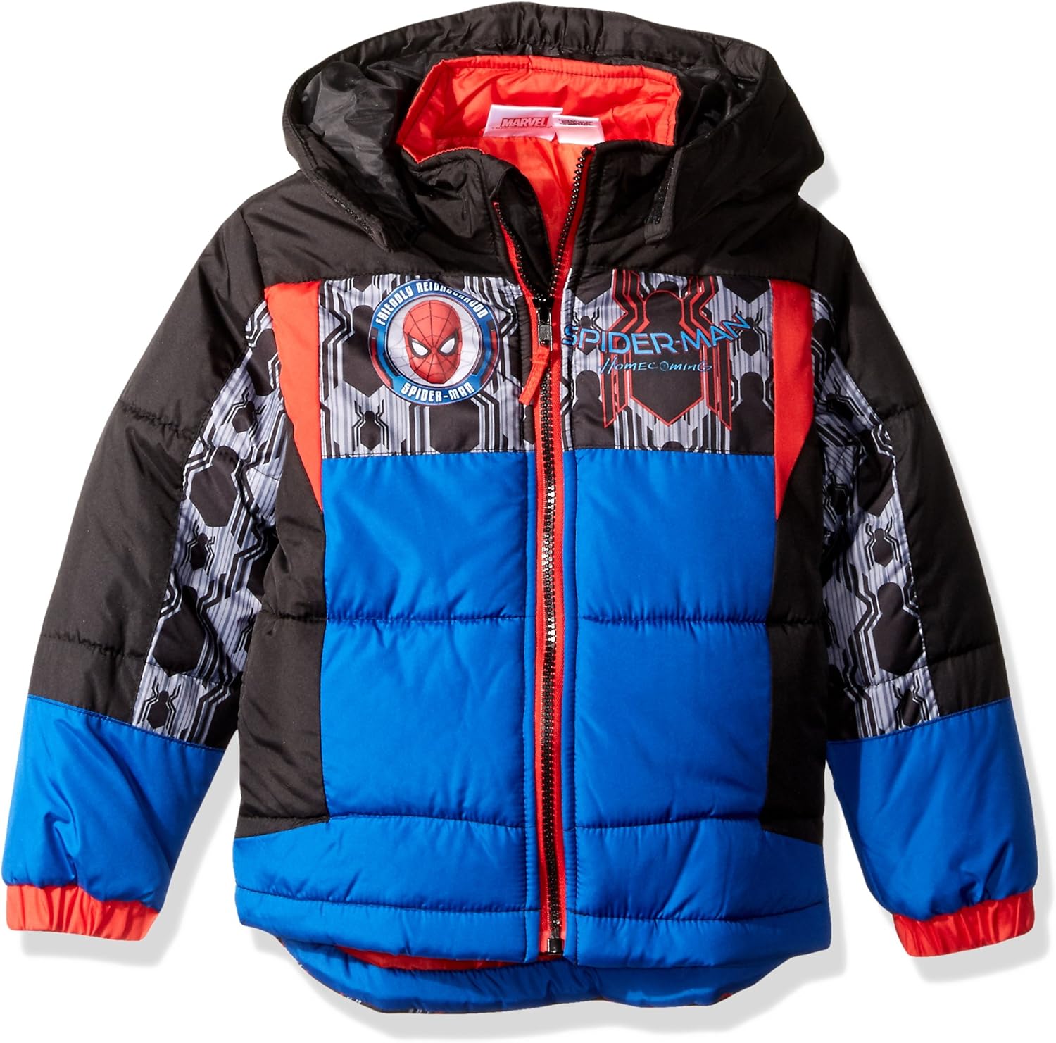 Amazon.com: Marvel Little Big Boys Spiderman Homecoming Puffer Jacket 4 ...