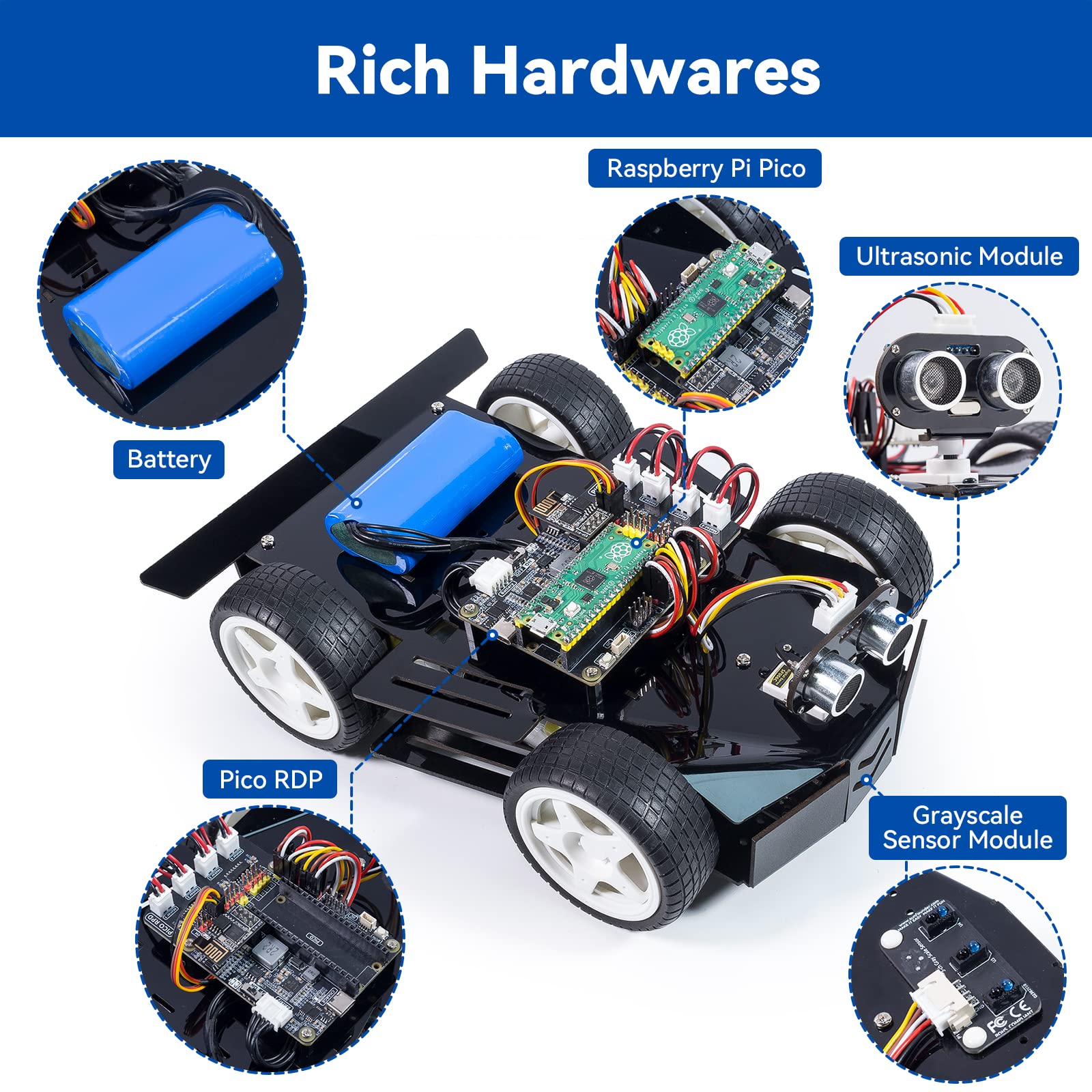 Mua SunFounder Robot Car Kit for Raspberry Pi Pico, Open Source, MicroPython, App Control, RGB ...