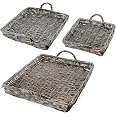 Amazon.com: AuldHome Design Rustic Willow Basket Trays, Set of 3 ...