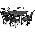 Amazon.com: Polywood Vineyard 9-Piece Farmhouse Dining Set (Black) : Patio, Lawn & Garden
