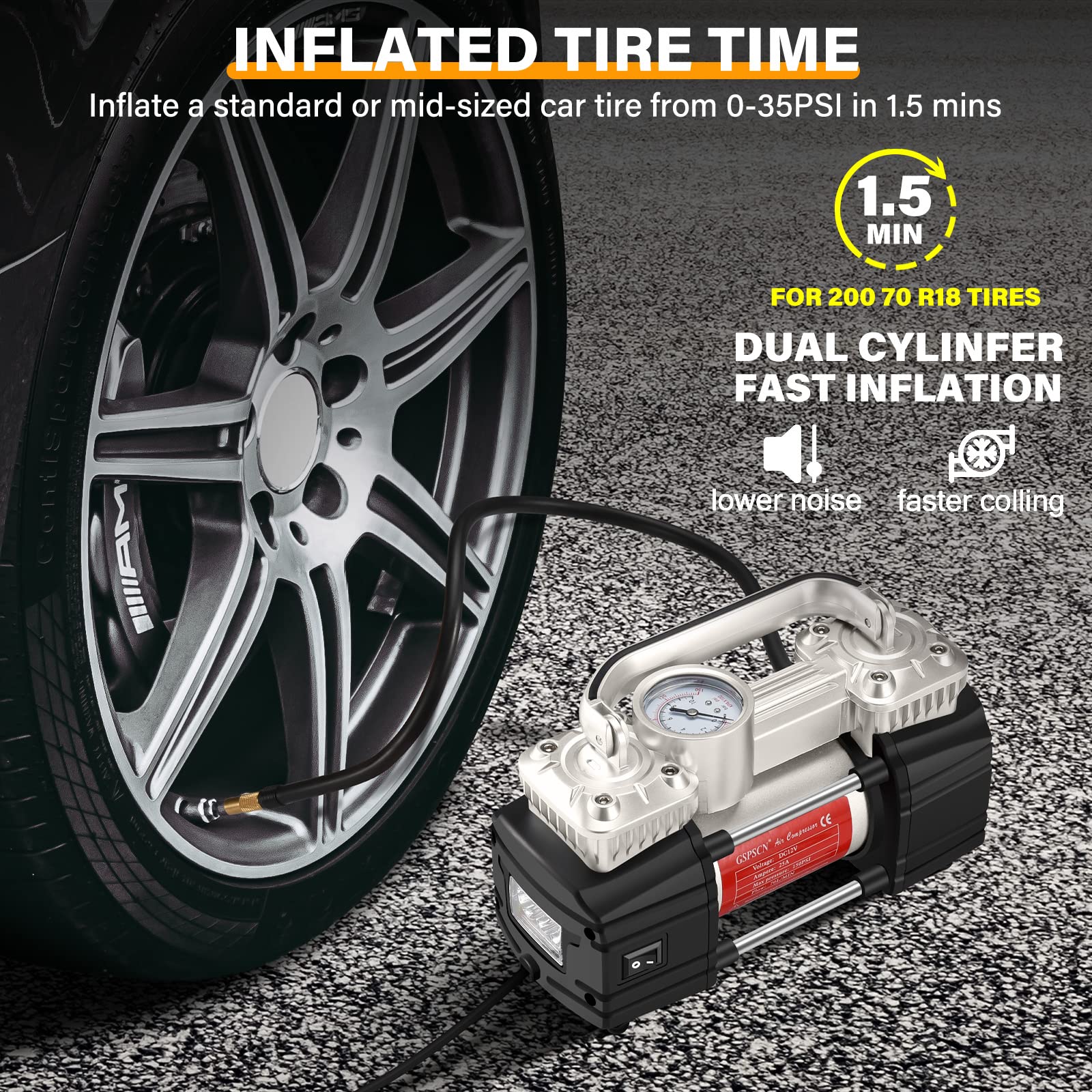 Mua GSPSCN Portable Air Compressor Pump Dual Cylinder Heavy Duty Tire ...