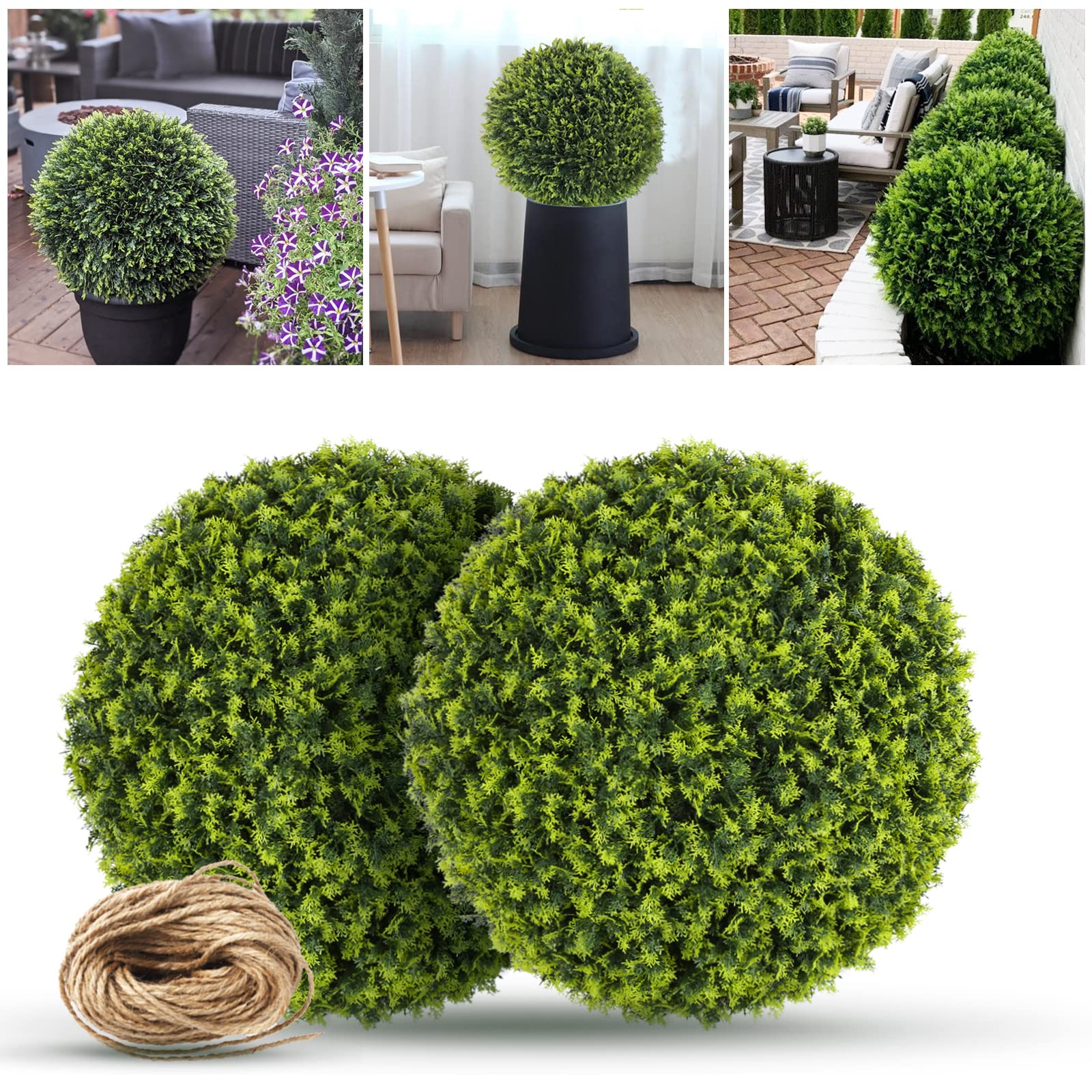 Violinak 2 Packs 20.5in Large Cedar Topiary Balls, Artificial Plant ...