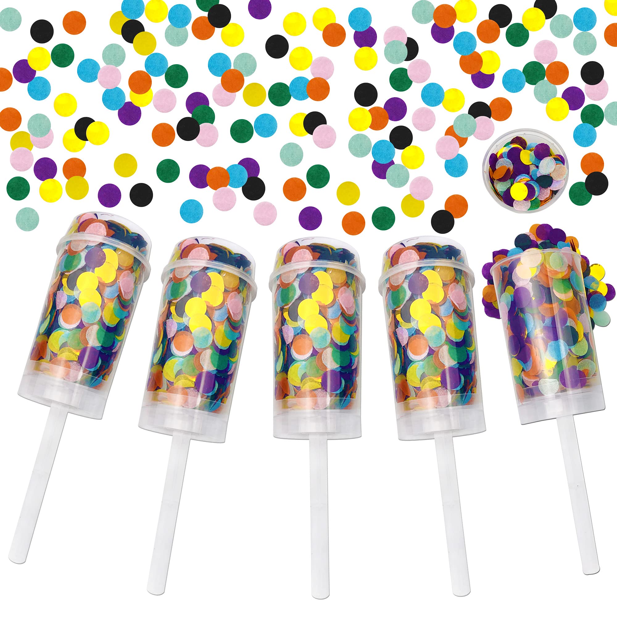 5 PCS Confetti Push Pop Colorful Containers Sprinkle Confetti Paper ...