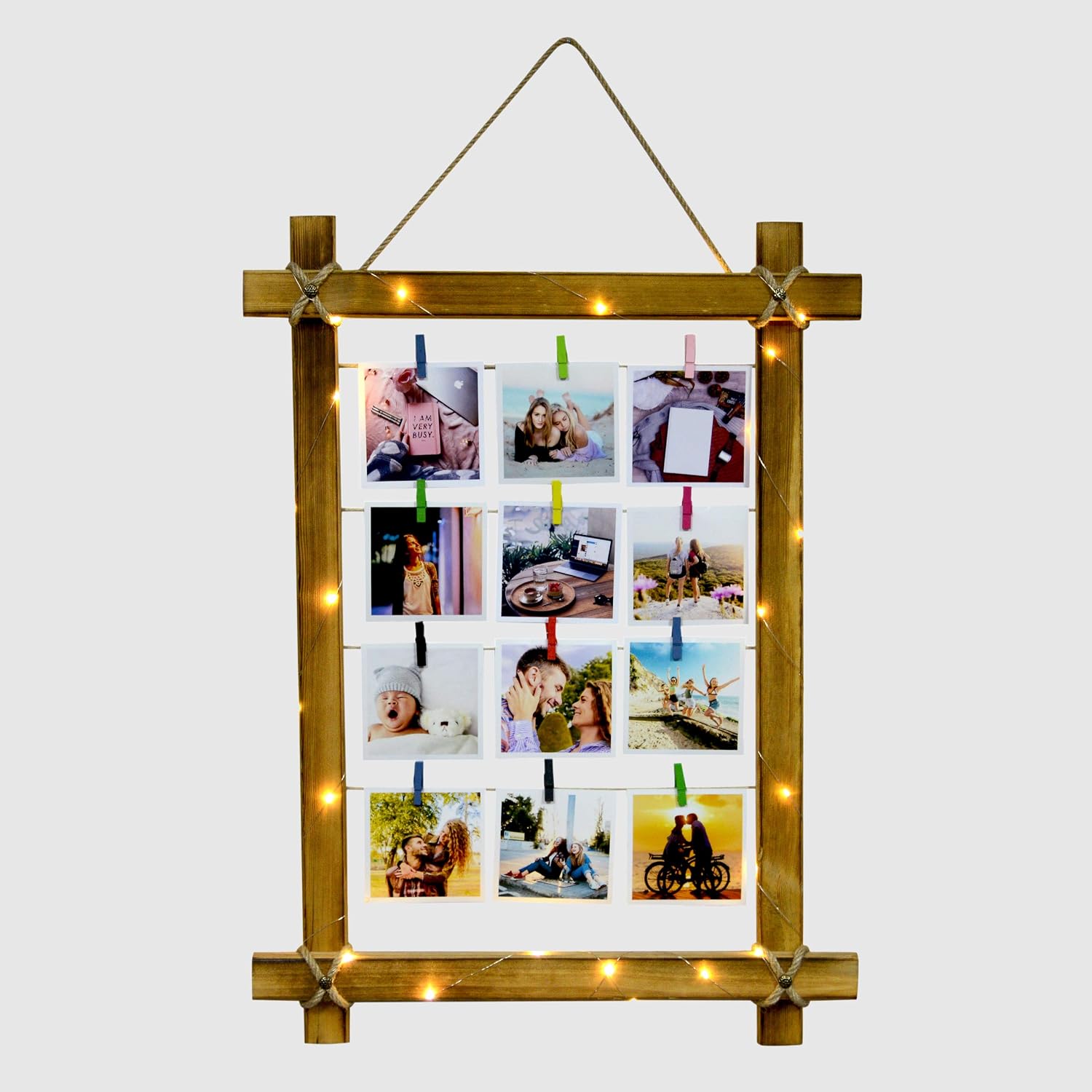 Natural Looking Wooden Photo Frame With Led Light And Latch – Photo ...