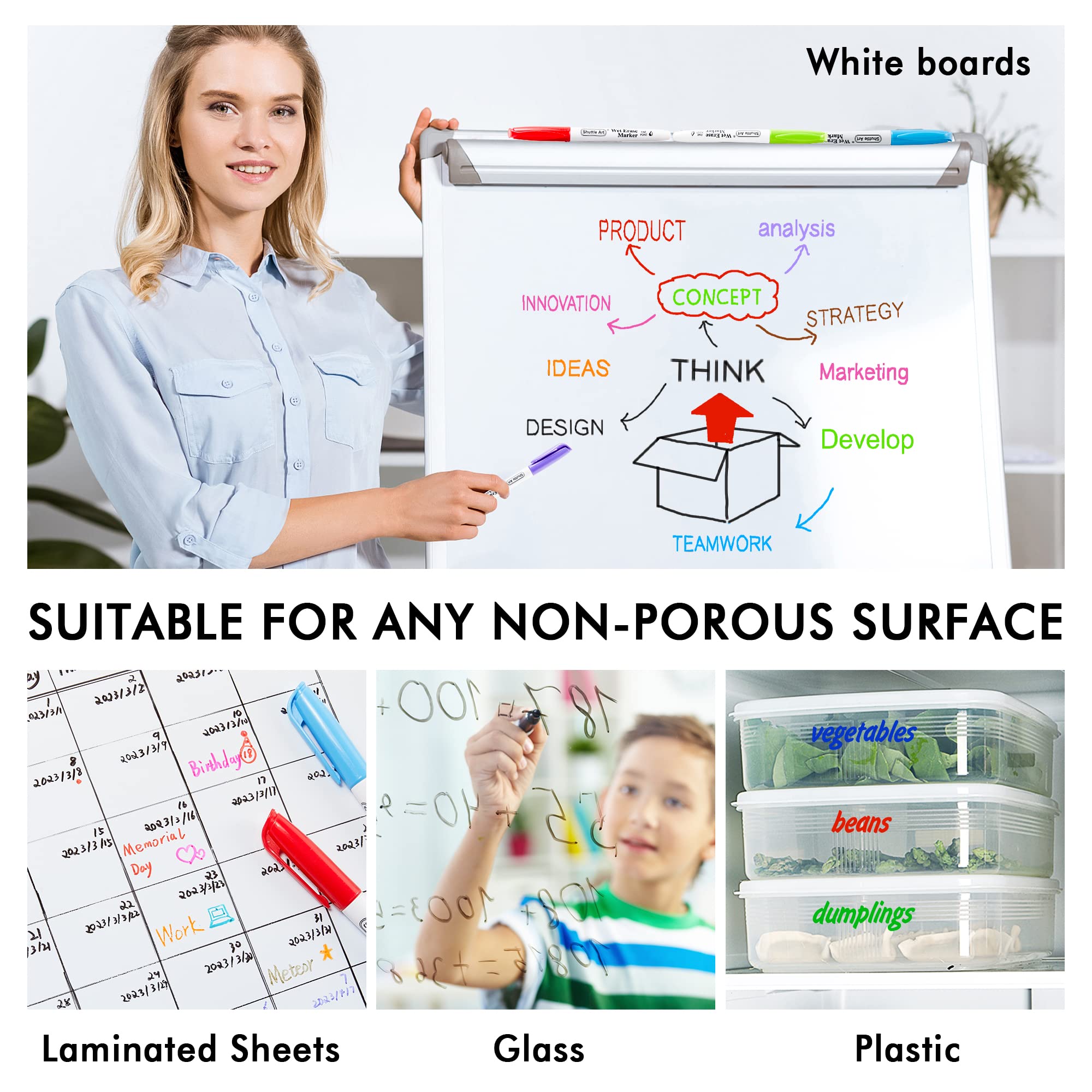 Mua Shuttle Art Wet Erase Markers, 12 Colors 1mm Fine Tip Overhead ...