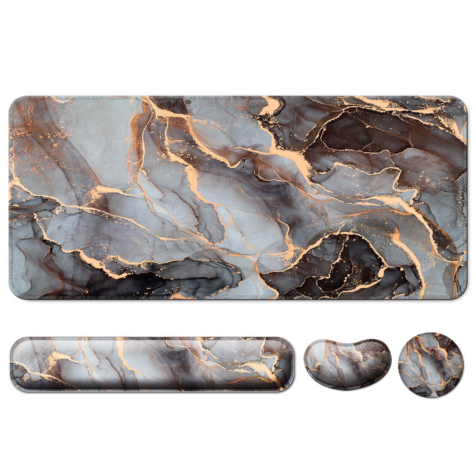 Keyboard Wrist Rest + Mouse Pad with Wrist Support + Desk Mat + Coaster ...