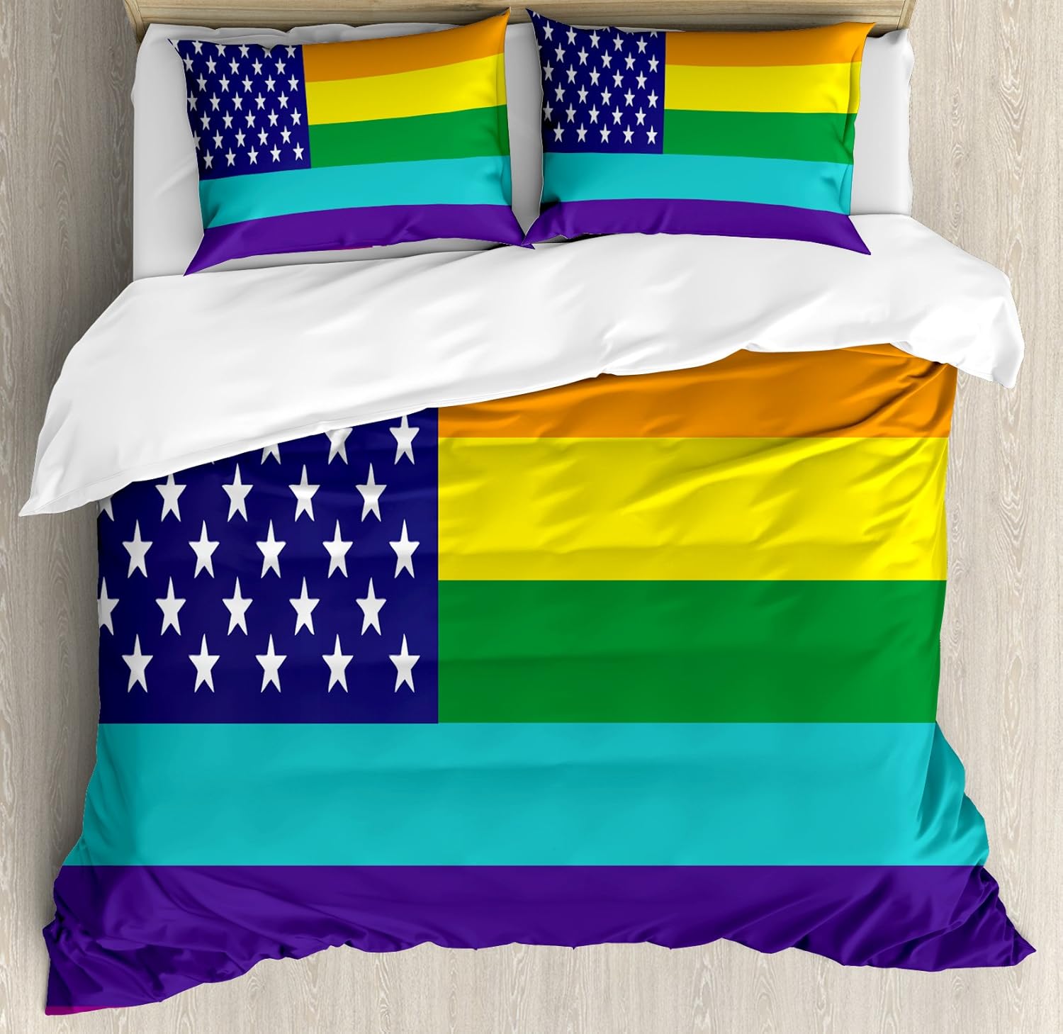 Amazon.com: Ambesonne Pride Duvet Cover Set, Mixed Flag Design American ...