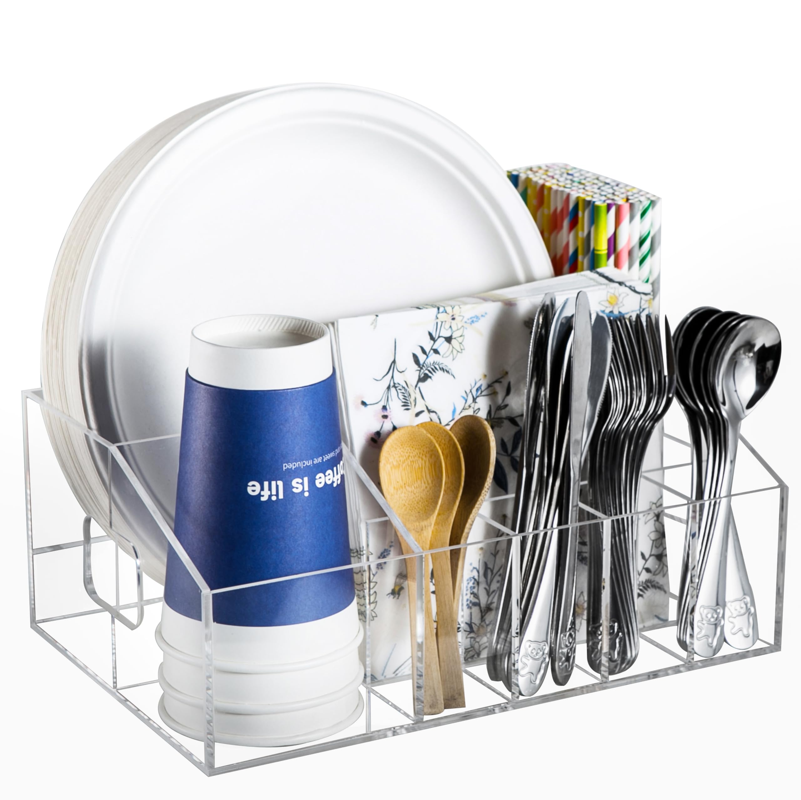 Utensil Silverware Holder Caddy for Party Acrylic Paper Plate Organizer ...