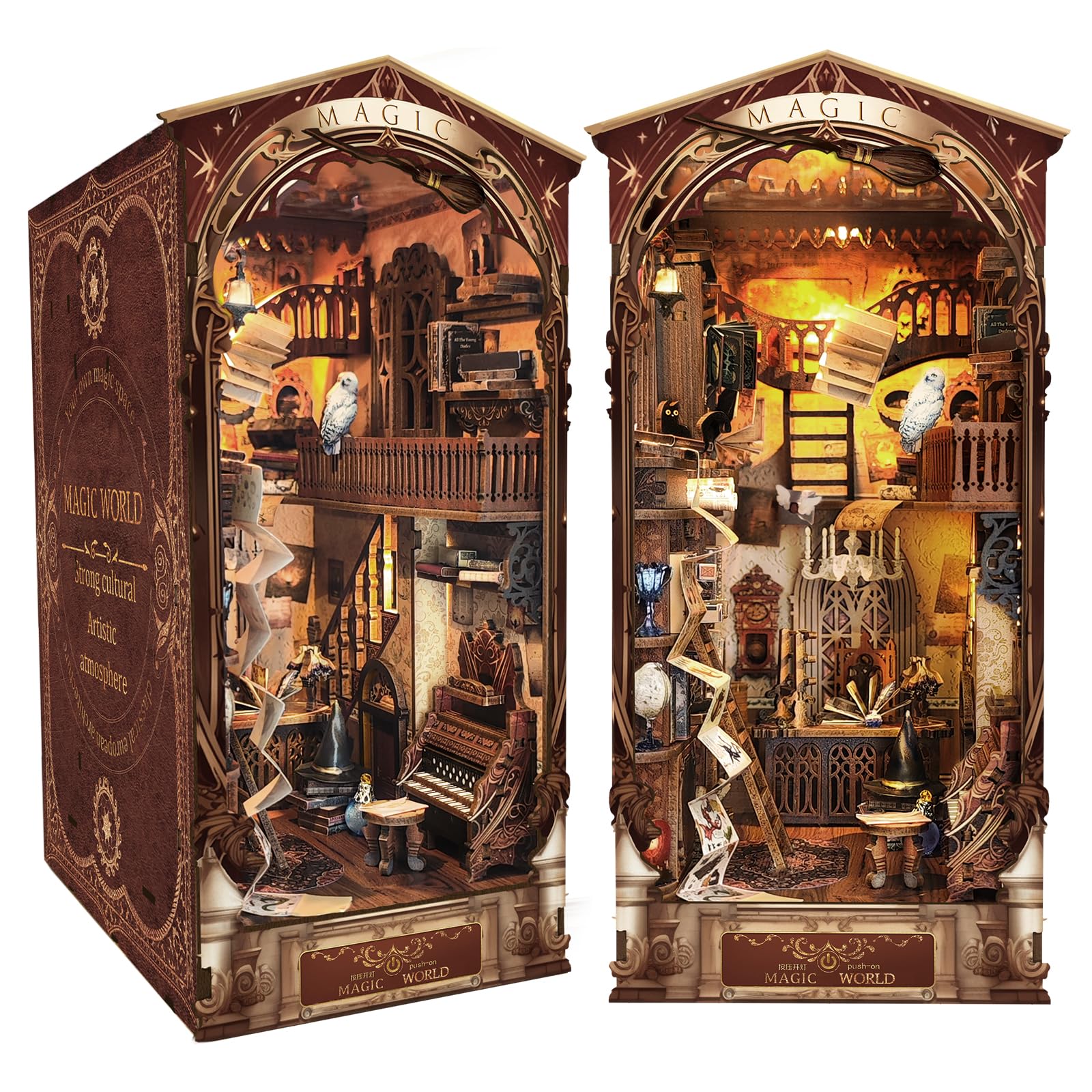 DIY Book Nook Kit - Bookend Diorama with LED - 3D Wooden Puzzle DIY ...