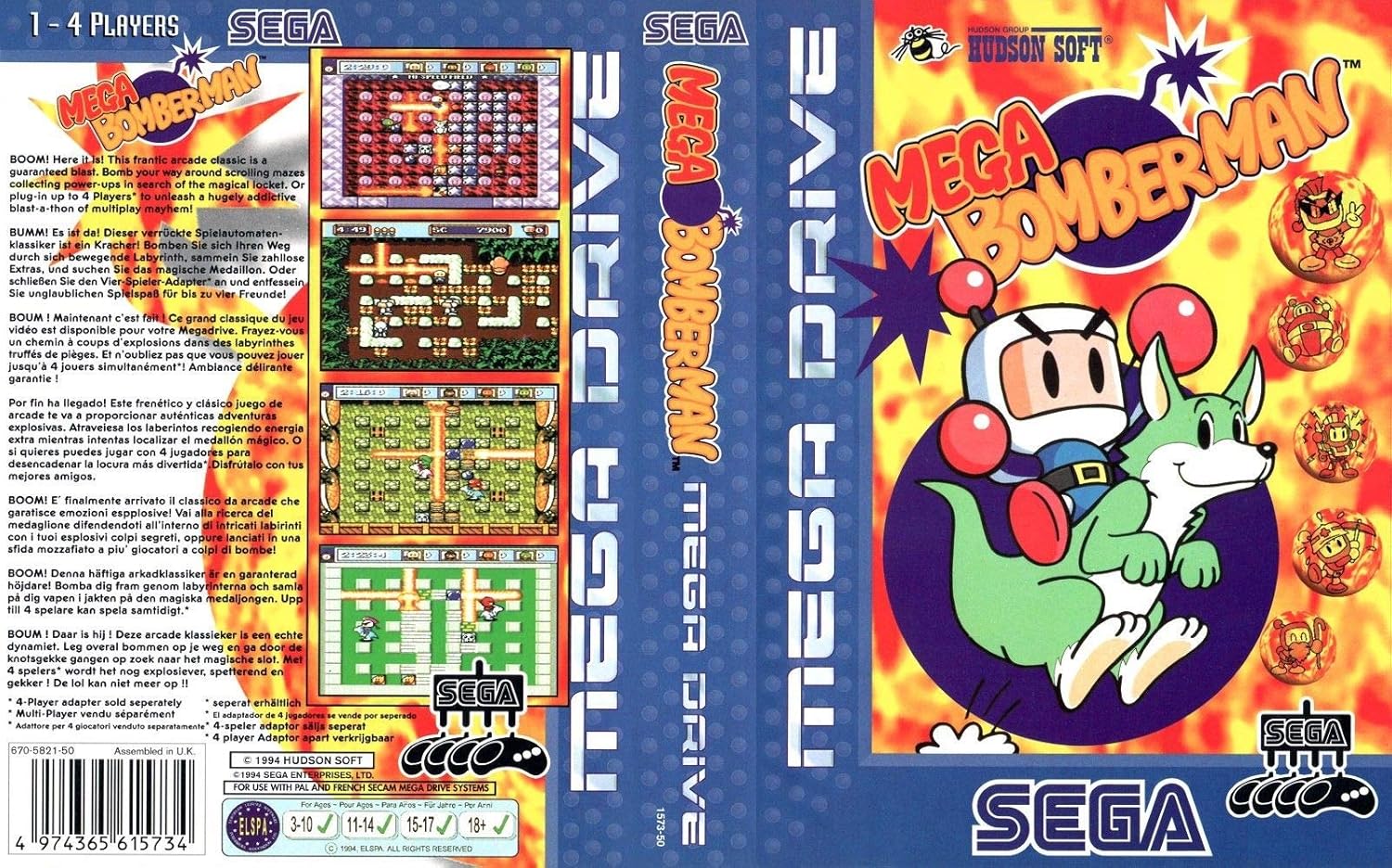 Mega Bomberman Mega Drive Replacement Box Art Case Insert Cover Only ...