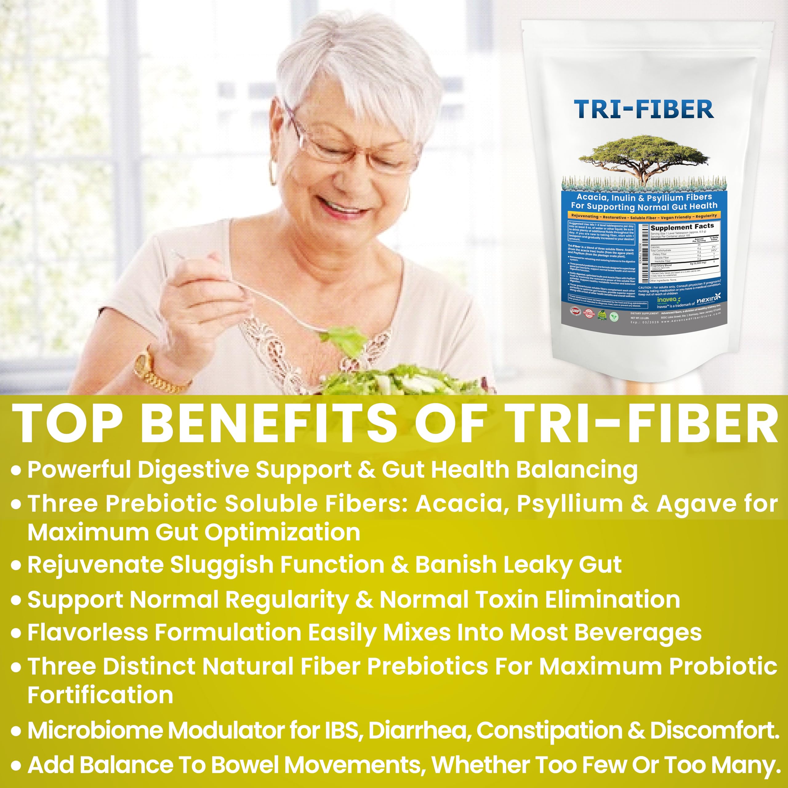 Mua Tri-Fiber Organic Soluble Fiber Powder, Unflavored High Fiber 3-in ...