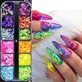 Amazon.com: 12Grids Holographic Mermaid Colorful Nail Art Glitter ...