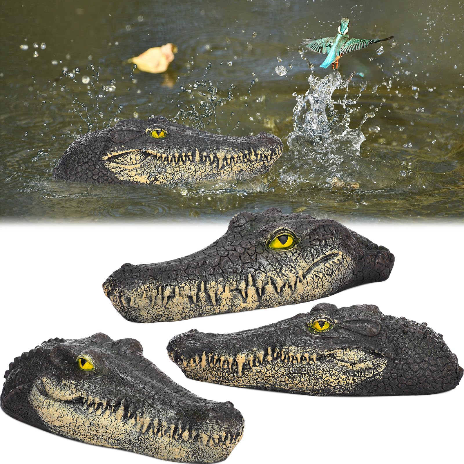Silipull 3 Pack Floating Alligator Head Decoy Pool Accessories 12.6 ...