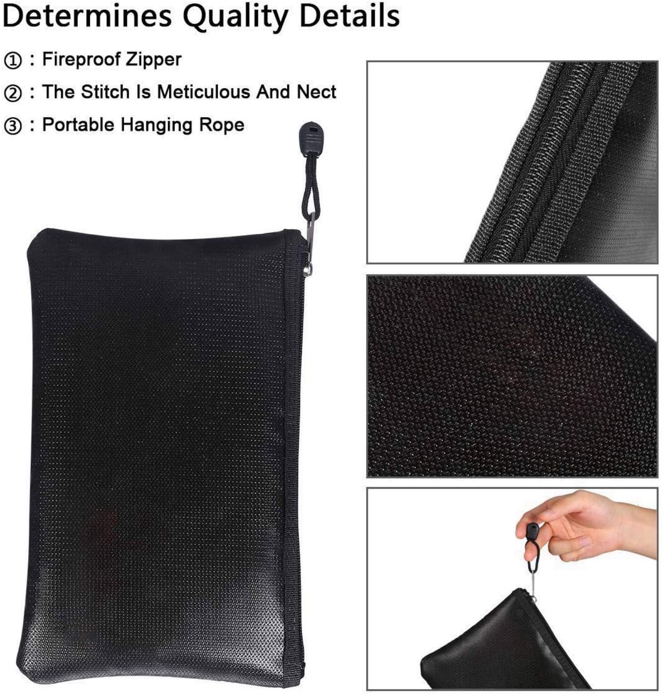 Fireproof Safe Money Bag Non-Itchy Silicone Coated Fire and Waterproof ...