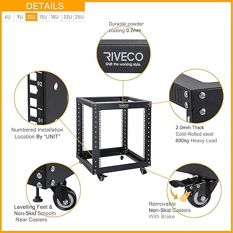 Mua 12U Server Rack Open Frame with Casters-RIVECO 4 Post Quick ...