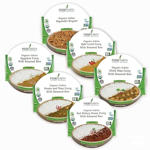 Food Earth - Indian Ready to Eat Meals, 6-Flavor Variety Pack, Packaged ...
