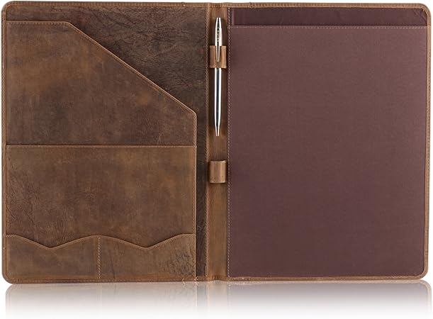 Leather Portfolio Professional A4 Padfolio - Document and CV Folder ...