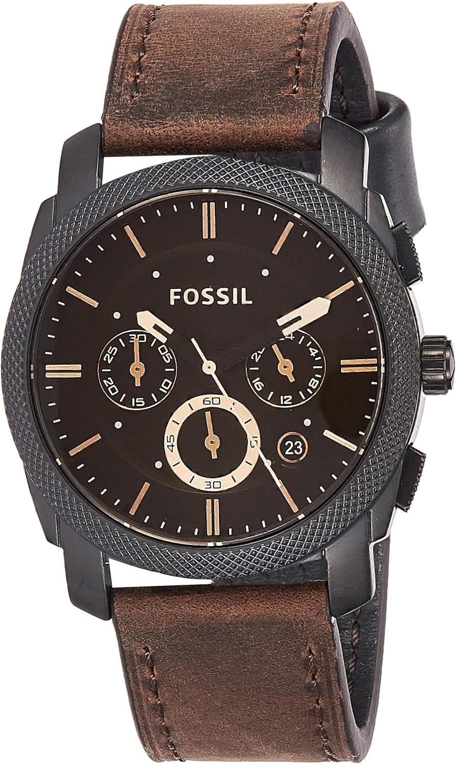 Fossil Men's FS4656 Brown Leather Analog Quartz Watch with Brown Dial ...