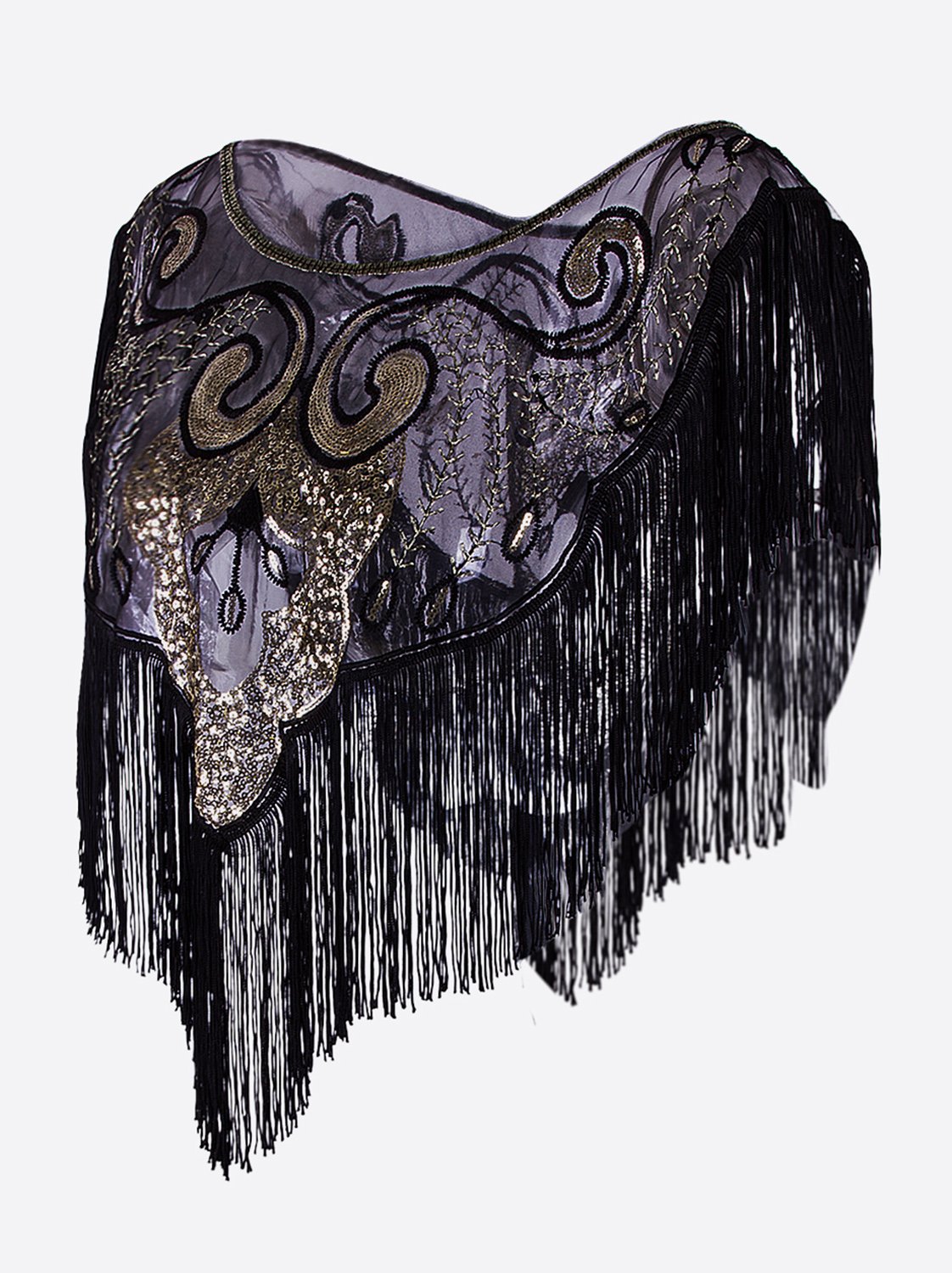 Vijiv Women's Vintage 1920s Flapper Shawl Sequin Fringe Gatsby Evening ...