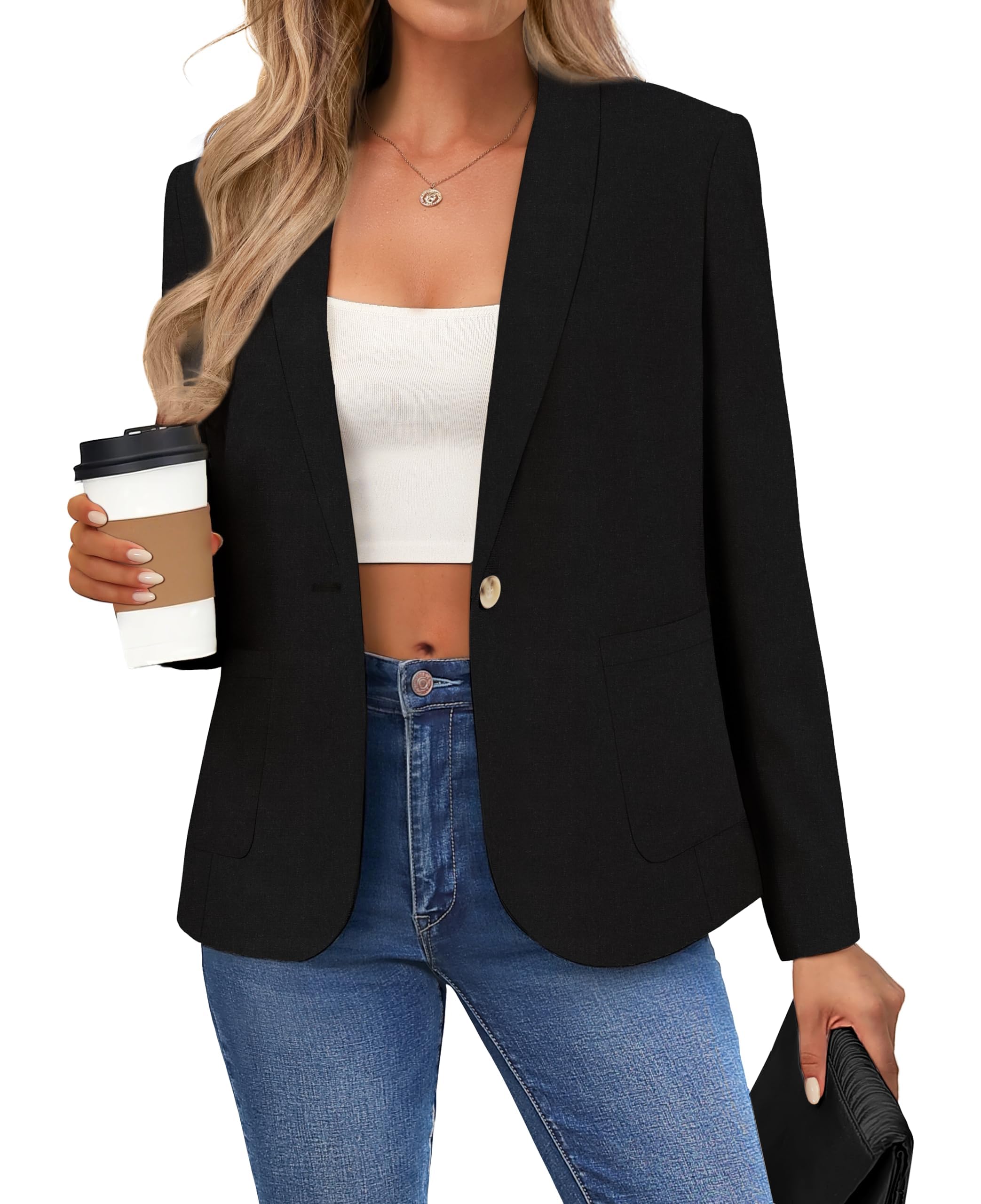 Belle Poque Women's Summer Linen Blazer Lightweight Open Front Jacket ...