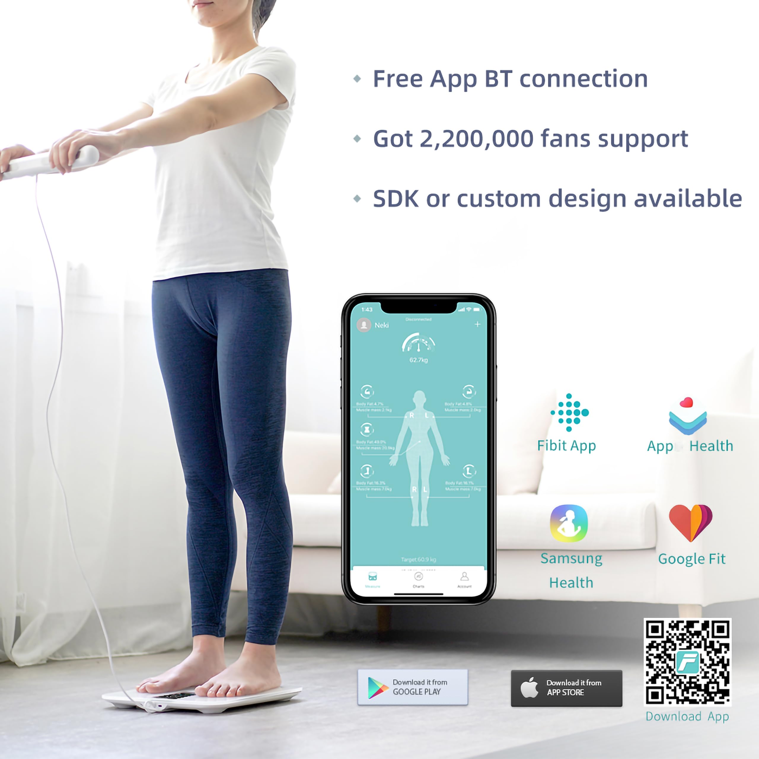 Mua 8 Electrode Smart Body Fat Scale, Scales for Body Weight and Fat, Large Display BMI Digital ...