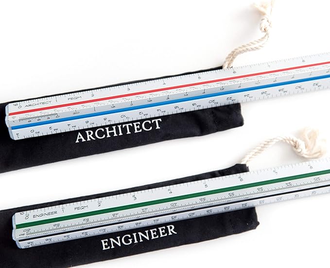 Amazon.com : Architectural Scale Ruler (Imperial) and Engineer Scale Ruler Set - Two 12 Inch ...