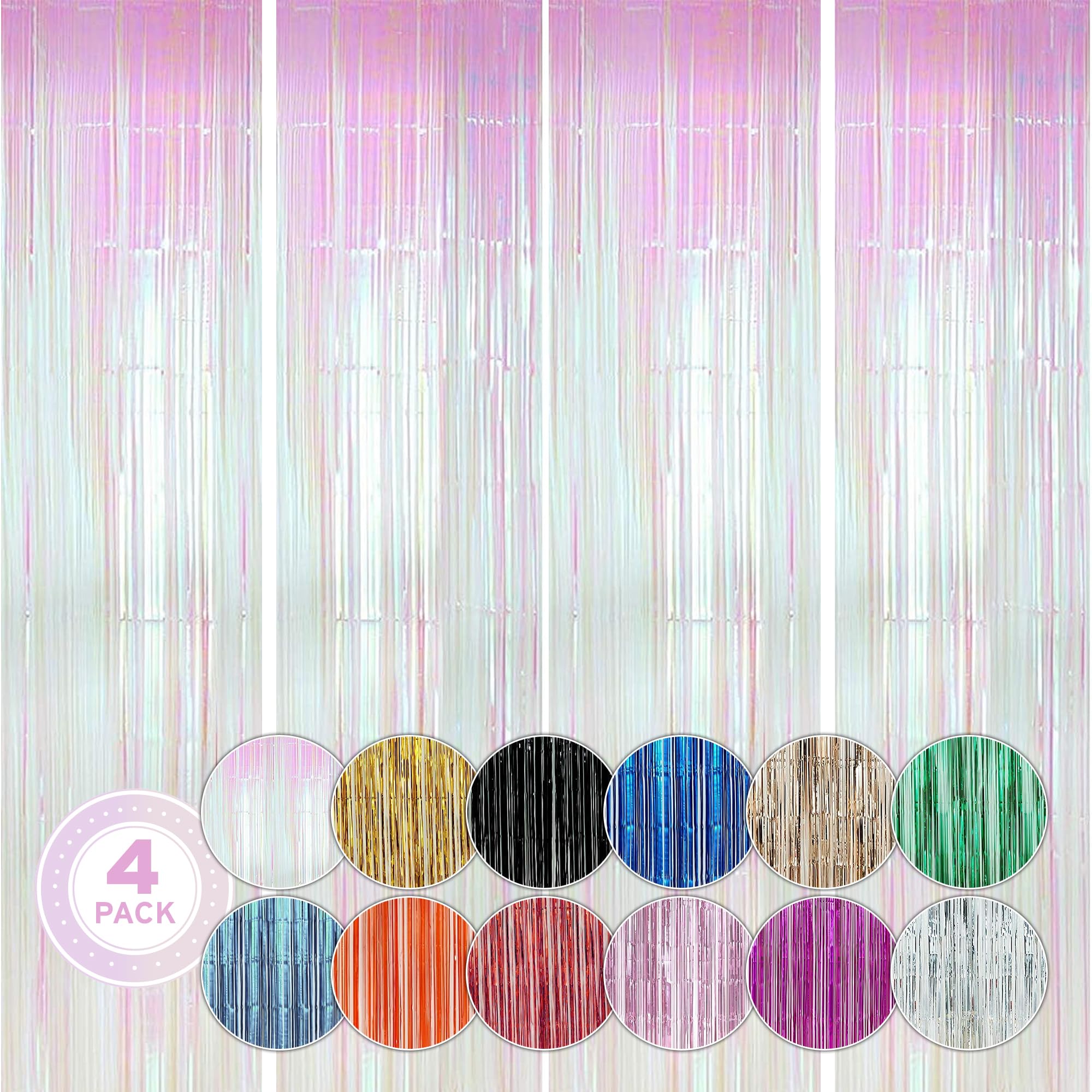 Twinkle Star 4 Pack Photo Booth Backdrop 3FT x 8FT Metallic Tinsel Foil ...