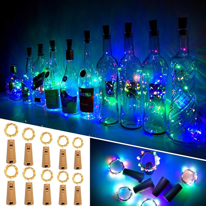 Luces Para Botellas, Ariceleo 10 Piezas 2 Metros 20 LED Cobre Alambre ...