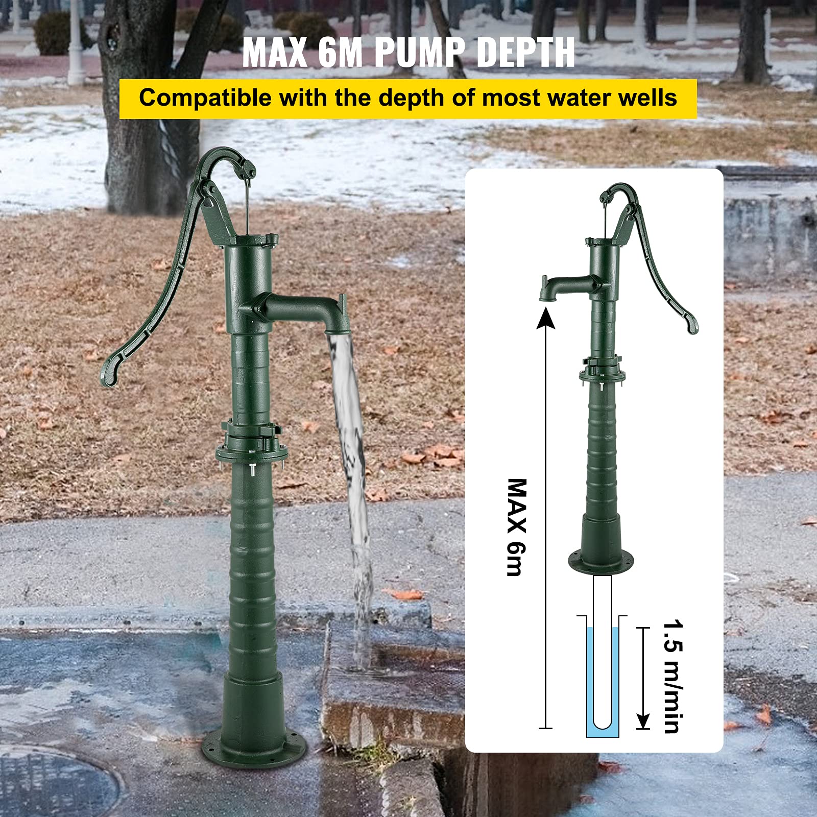 Mua VEVOR Cast Iron Hand Water Pump, Vintage Pitcher & Stand 26 ...