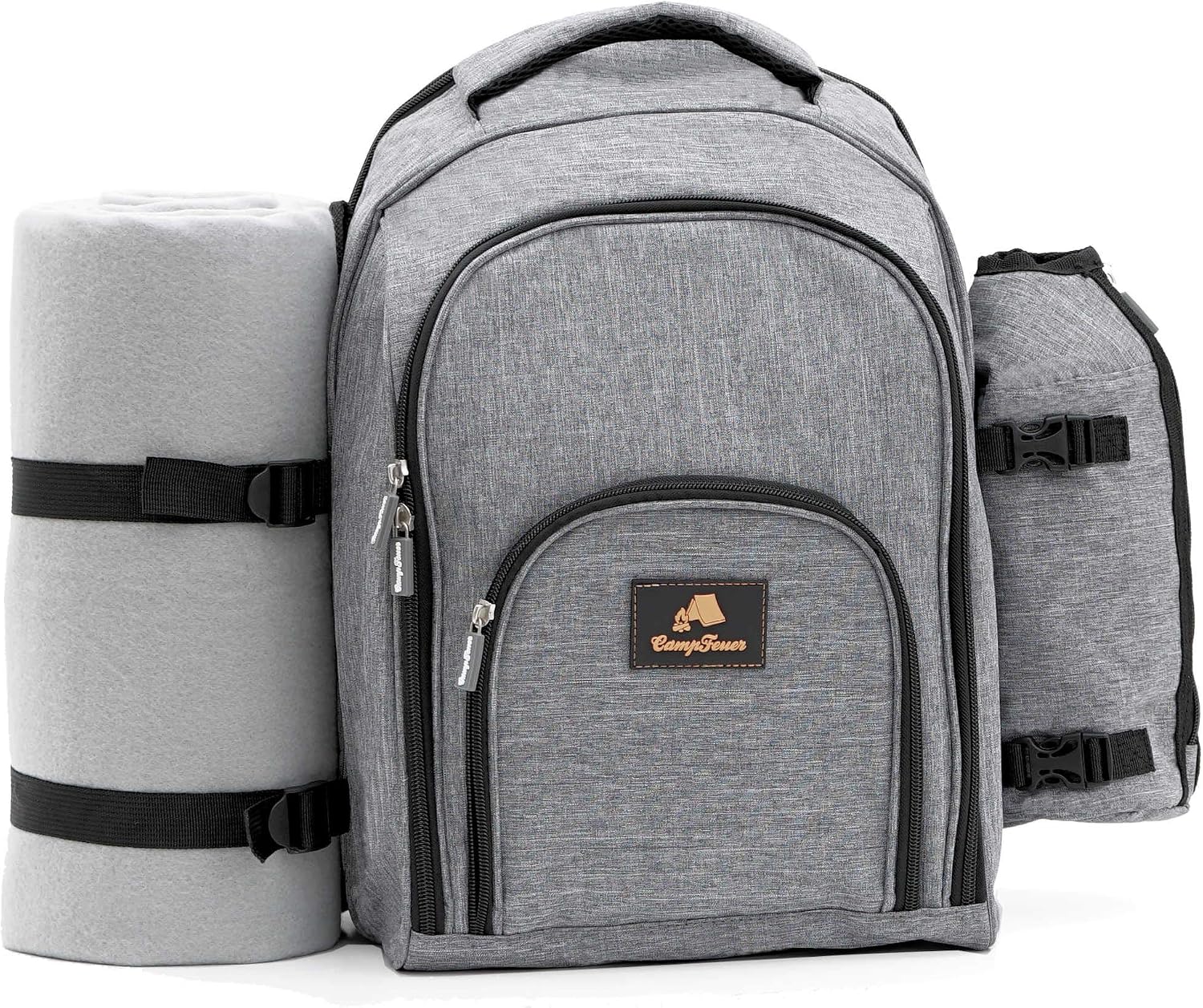 CampFeuer picnic backpack 32 pieces | Grey | Picnic set for 4 persons ...