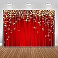 Amazon.com : Sensfun 7x5ft Gold Starry Red Photography Backdrop Glitter ...