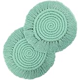 Amazon.com: 2 Pack Cotton Coasters for Drinks, Round Woven Absorbent ...