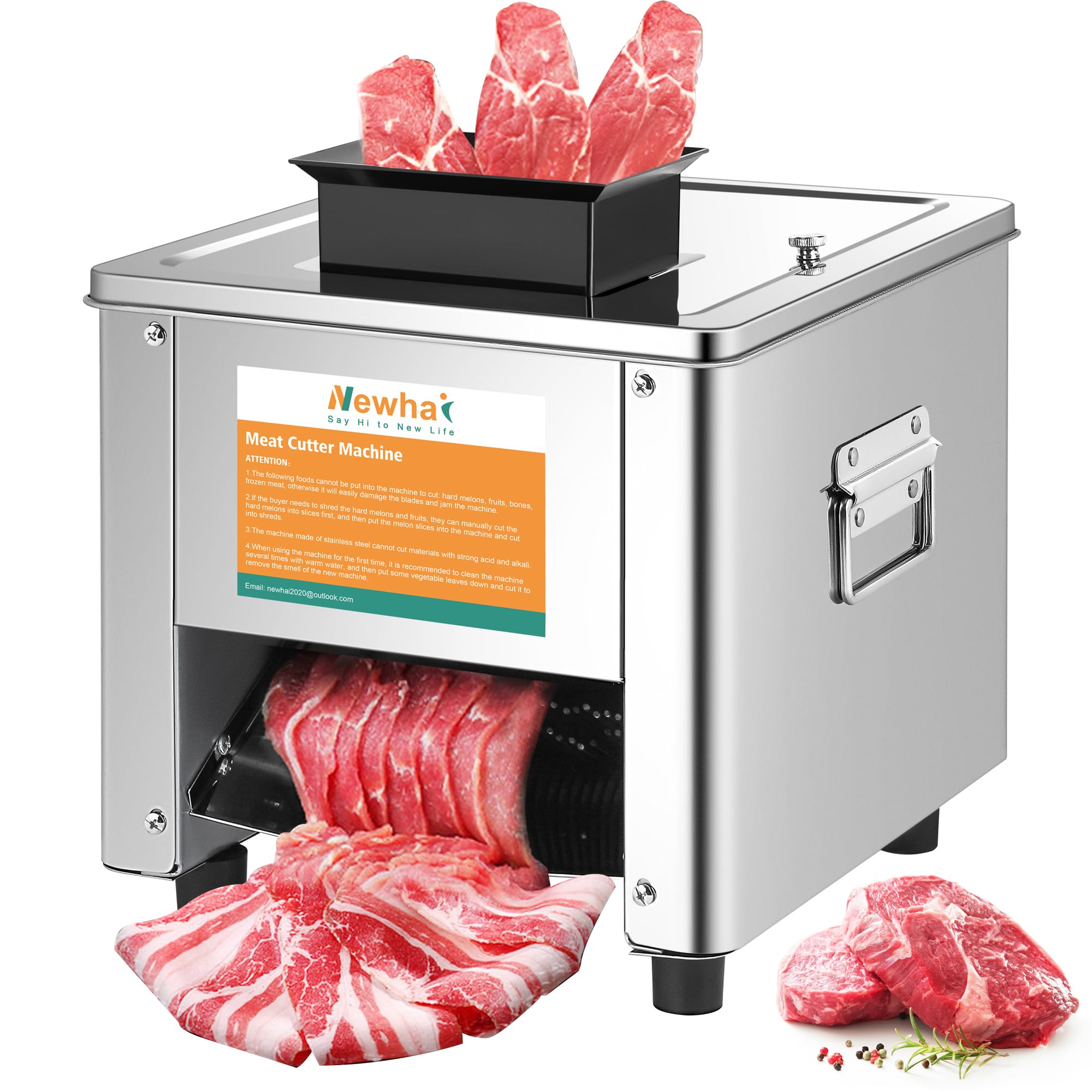 Newhai 850W Meat Cutter Machine 3.5mm Electric Meat Slicer Shredded ...