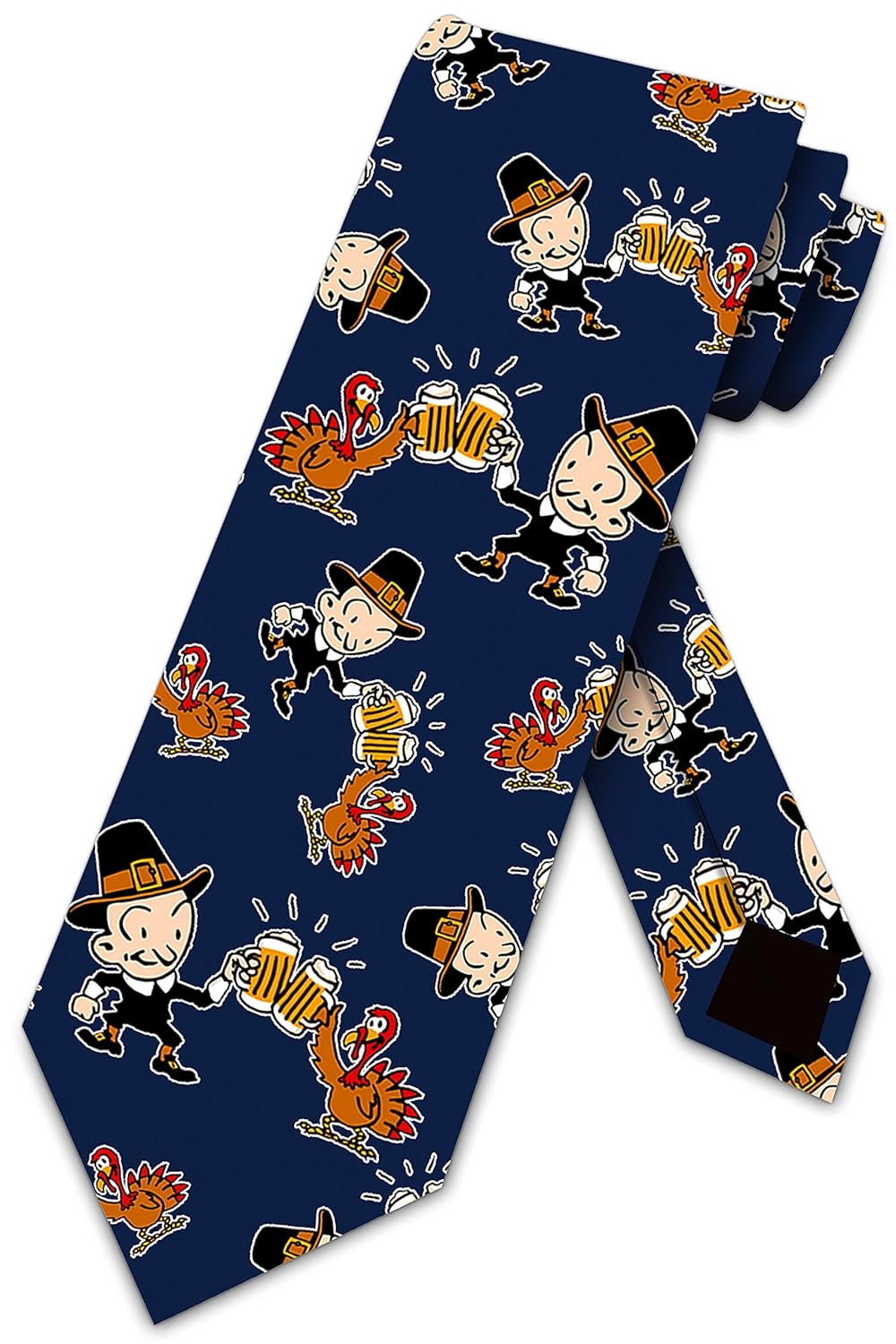 Buy Thanksgiving Pilgrim and Turkey Cheers Ties Mens Navy Holiday Neck ...
