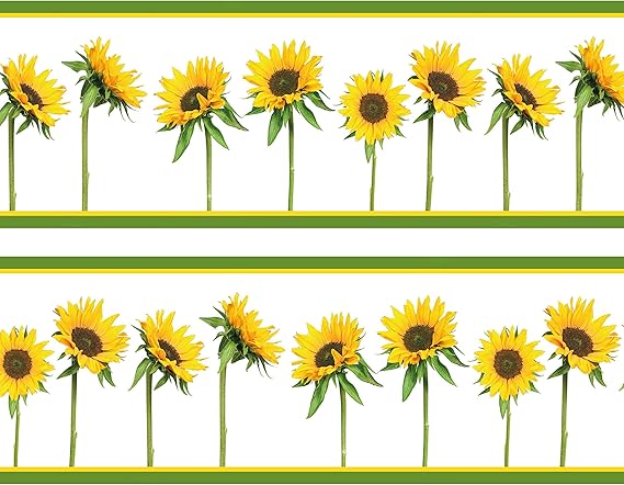 'Sunflowers' Adhesive Wall Border, 4 Pieces 520 x 15 cm, Border ...
