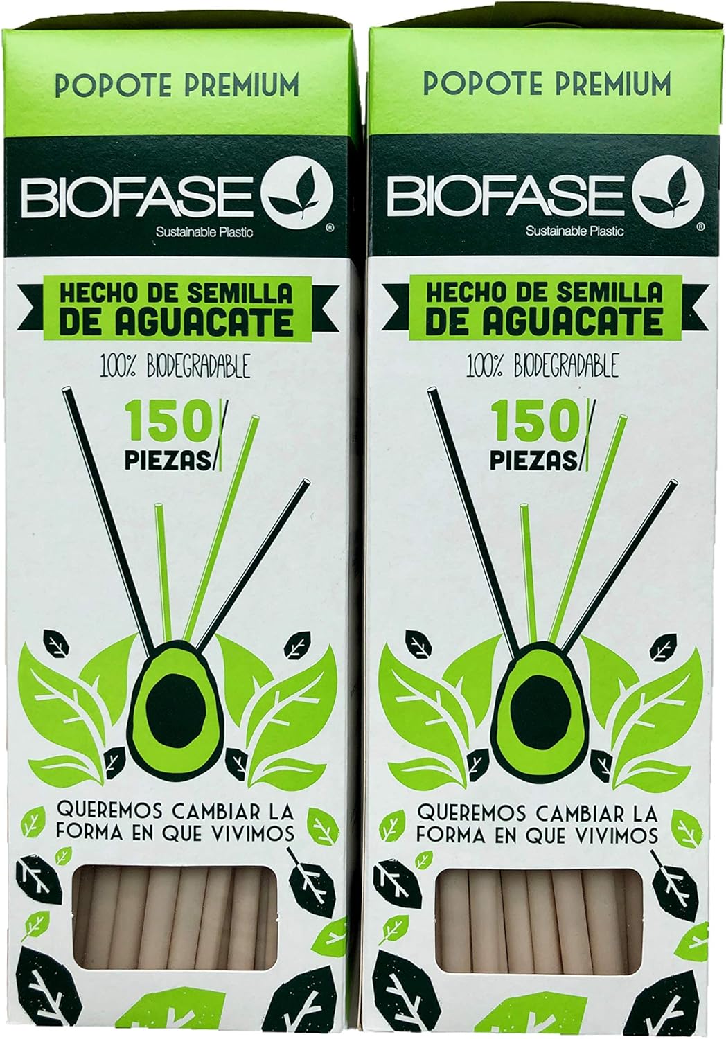 Paquete de 2 cajas con 150 piezas cada una. Popotes ecológicos hechos ...