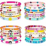 Amazon.com: Besteel 18 Pcs Surfer Heishi Bracelets for Women Preppy Bracelets Stackable Rainbow ...