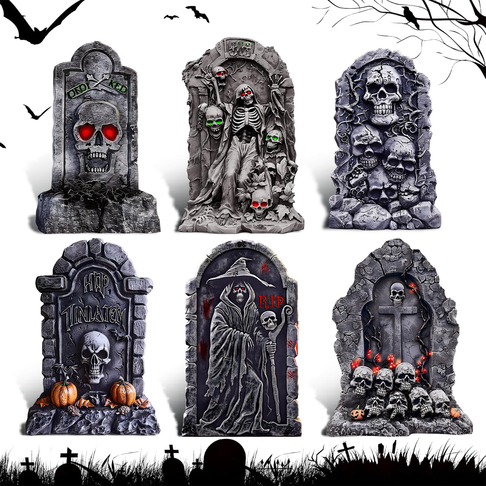 Halloween Tombstones Yard Signs, 17" Outdoor Decorations With Stakes ...