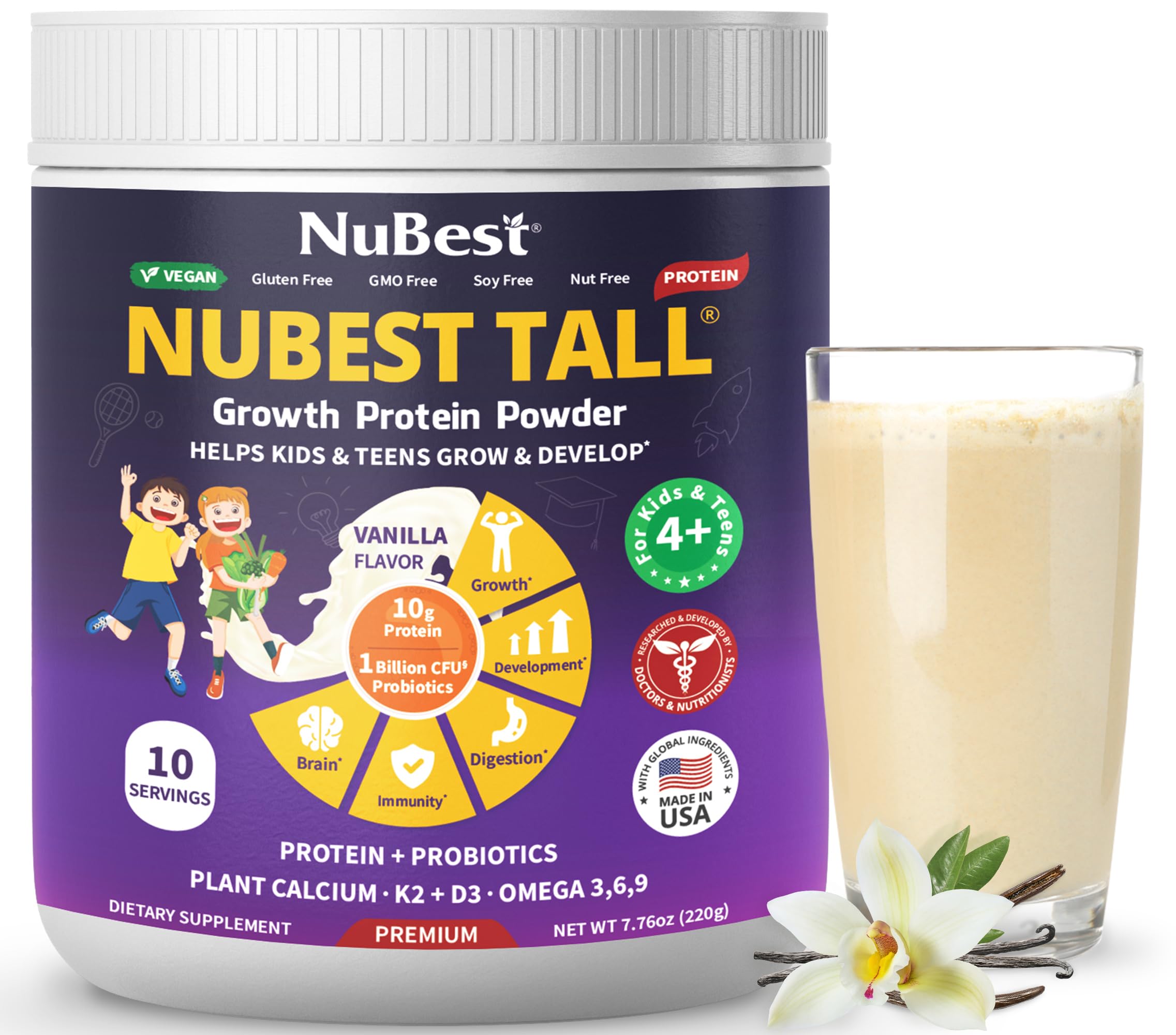 Mua NuBest Bundle Vanilla Plant-Based Protein 10 Serving Tall Kids 60 ...